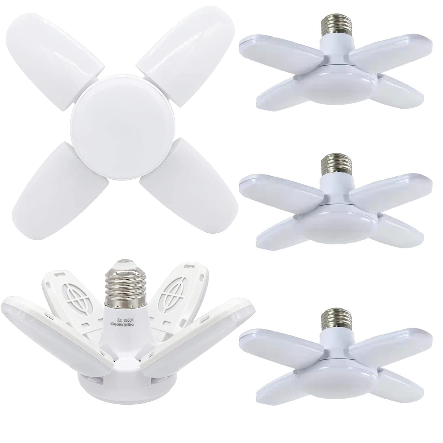 Stayofa 4 Pack LED Garage Light 40W,Mini Deformable Led Garage Ceiling Lights E26 6500K Daylight Garage Lights Adjustable Led Garage Light Bulb for Garage,Workshop,Workbench,Barn,Warehouse,Full Area
