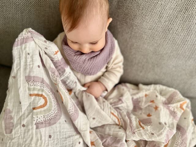 Dreams from the Big City Boho Nursery Decor Cotton Muslin Crib Sheet for Babies and Toddlers - Modern, Gender Neutral, Bohemian Fitted Sheet (28" x 52" x 9") - Clouds & Rainbows Crib Mix