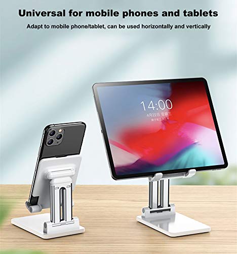 BrilliStar Cell Phone Stand Height Adjustable, [2020 Updated] Dual Tube Foldable Phone Stand,Portable Tablet Stand, Smartphones Desk Holder with Anti-Slip Design for iPad/Tablet/Mobile Phone(White)