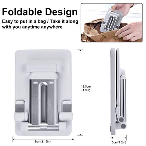 BrilliStar Cell Phone Stand Height Adjustable, [2020 Updated] Dual Tube Foldable Phone Stand,Portable Tablet Stand, Smartphones Desk Holder with Anti-Slip Design for iPad/Tablet/Mobile Phone(White)