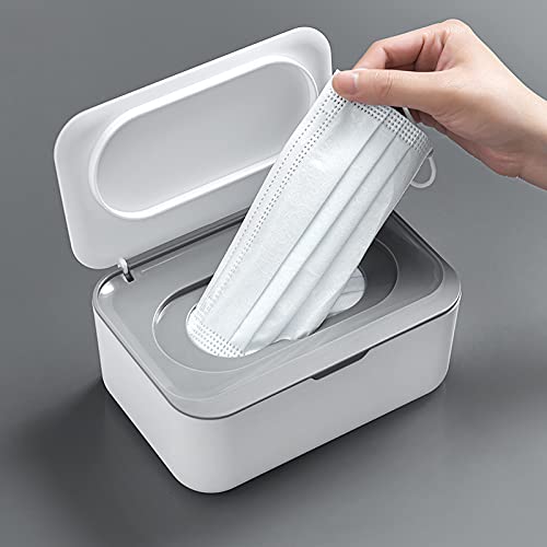 Eishi Baby Wipes Dispenser Desktop Tissue Box Holder Diaper Wipes Dispenser Wipes Holder with Lid Modern Dustproof Wet Wipes Dispenser Holder for Home Office Bathroom, Gray