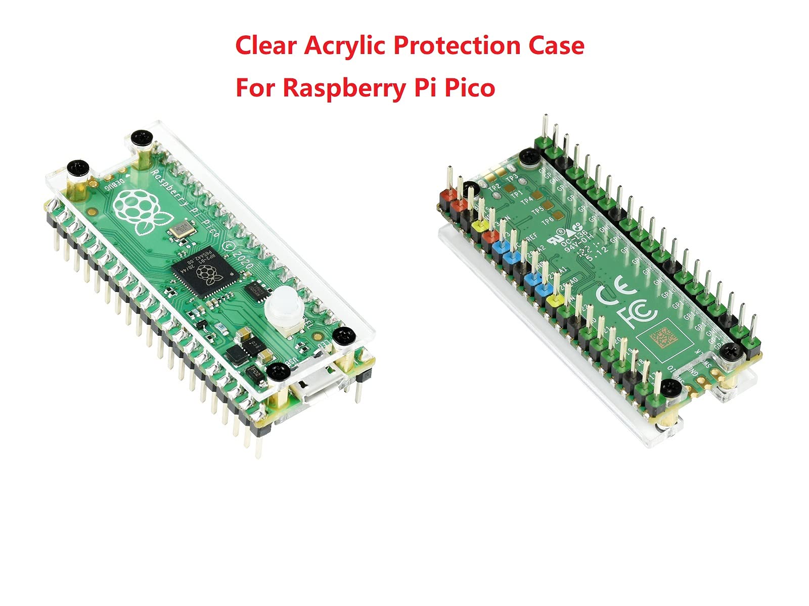 Waveshare Clear Acrylic Protection Case for Raspberry Pi Pico, Customized Key Cap, Neat Design