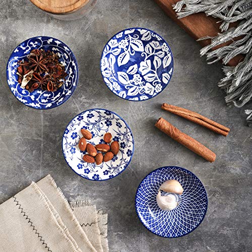 Selamica Ceramic Dipping Bowls, 2.5oz Mini Bowls Soy Sauce Dish, Dip Bowls, Appetizer Side Dishes for Sushi,Sauce, Party, Pinch Bowls Pack of 6 (Vintage Blue)