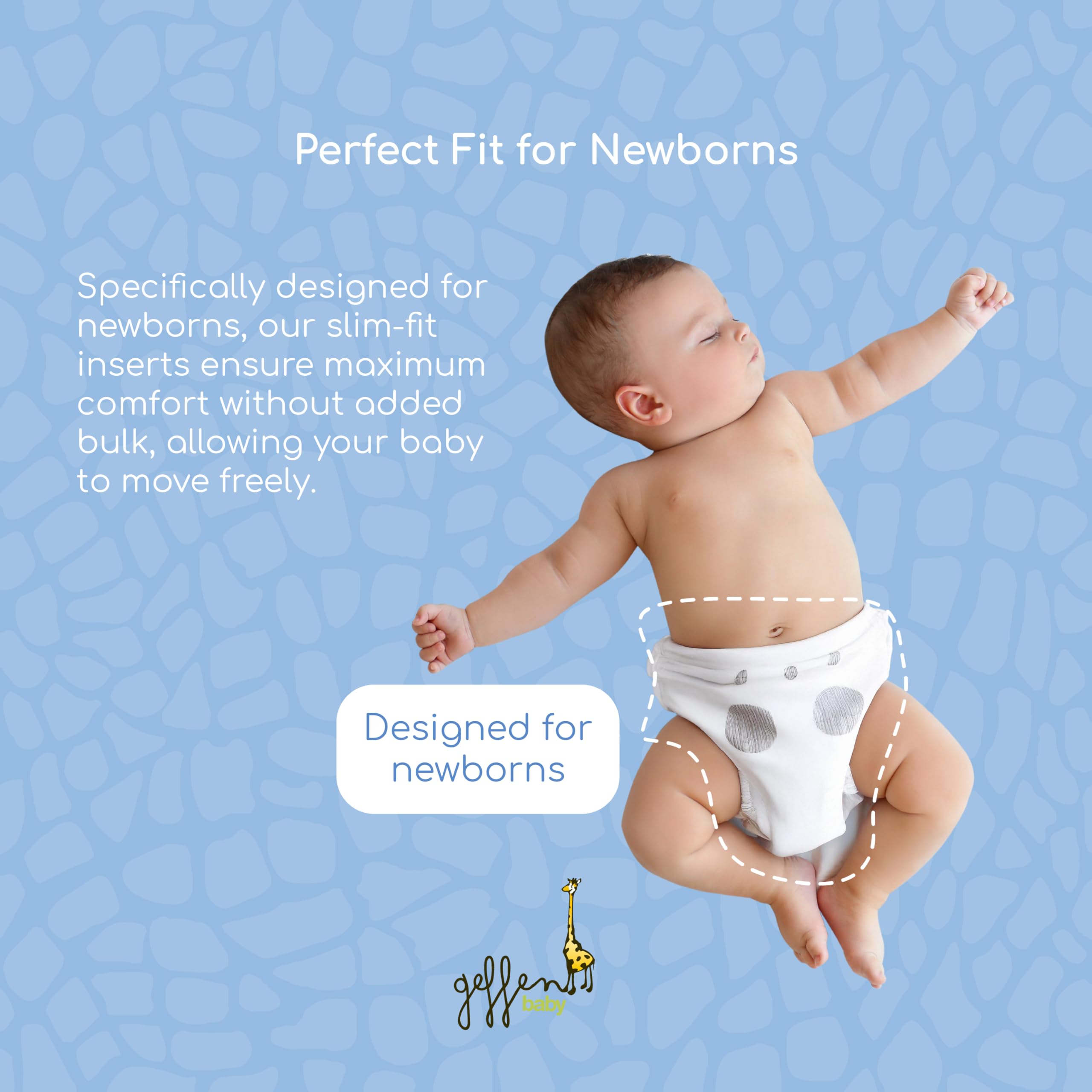 Geffen Baby Newborn Super Absorbers Cloth Diaper Inserts - 3 Pack | 5-Layer Reusable Booster Pads for Heavy Wetters, Overnight Diapering, and Naps | Slim Fit for Newborns