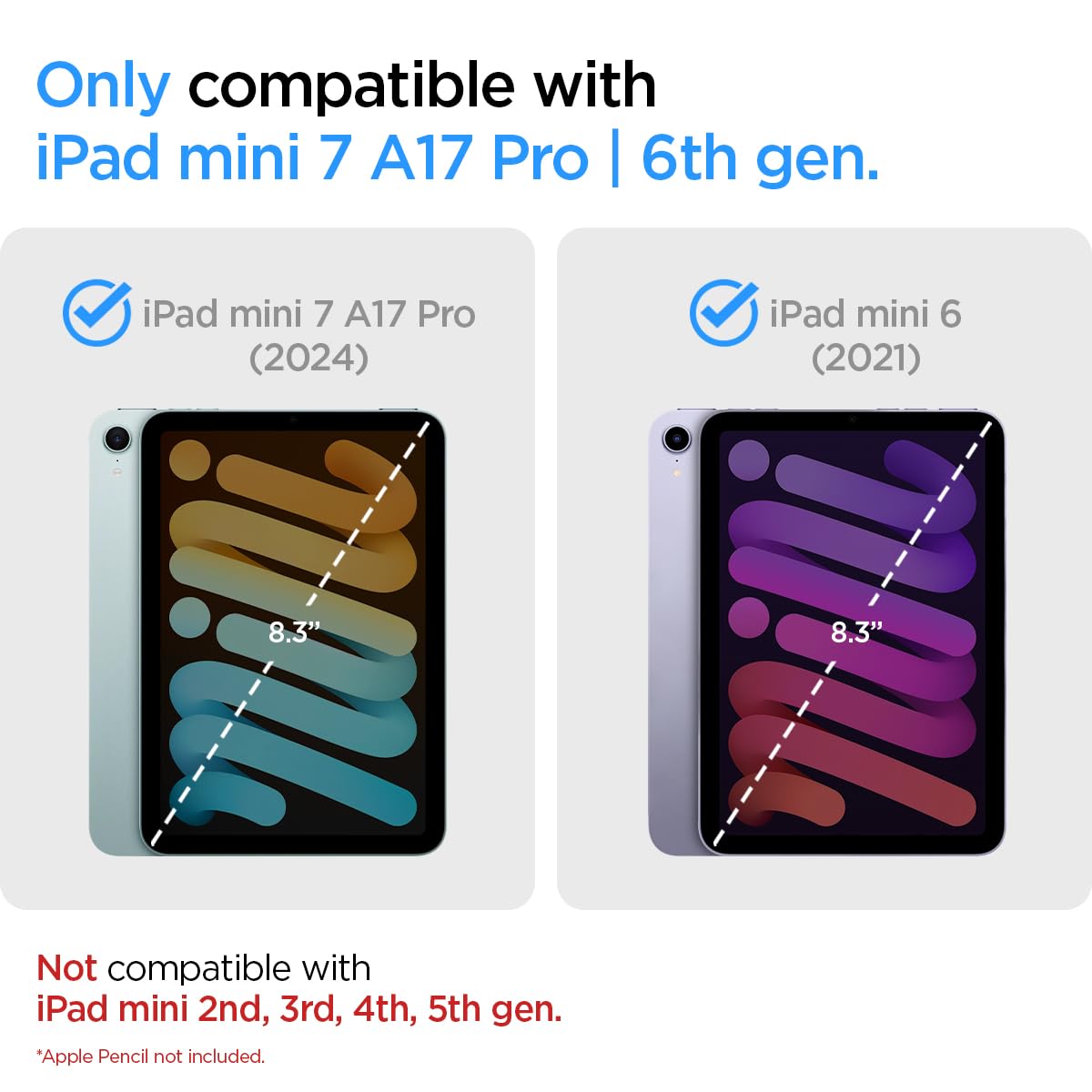 Spigen Ultra Hybrid Pro Designed for 8.3 inch iPad Mini 7 Case A17 Pro (2024), iPad Mini 7th/6th Generation Case (2024/2021) w/Clear Transparent Back and Pencil Holder - Black