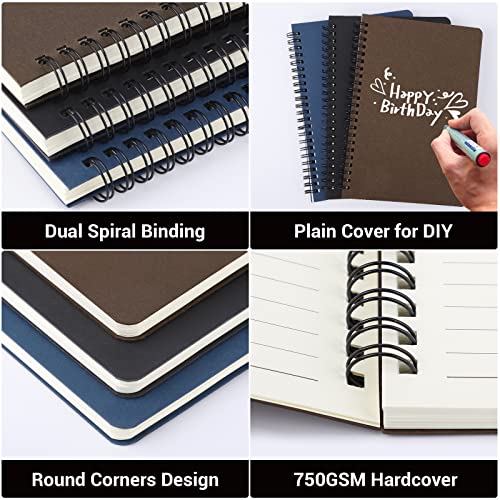 EUSOAR Spiral Lined Notebook, A5 6 packs 5.5"X8.3" 120 Pages Lined Travel Writing Notebooks Journal, Memo Notepad Sketchbook, Students College Office Business Subject Diary Ruled Book-3 Colors