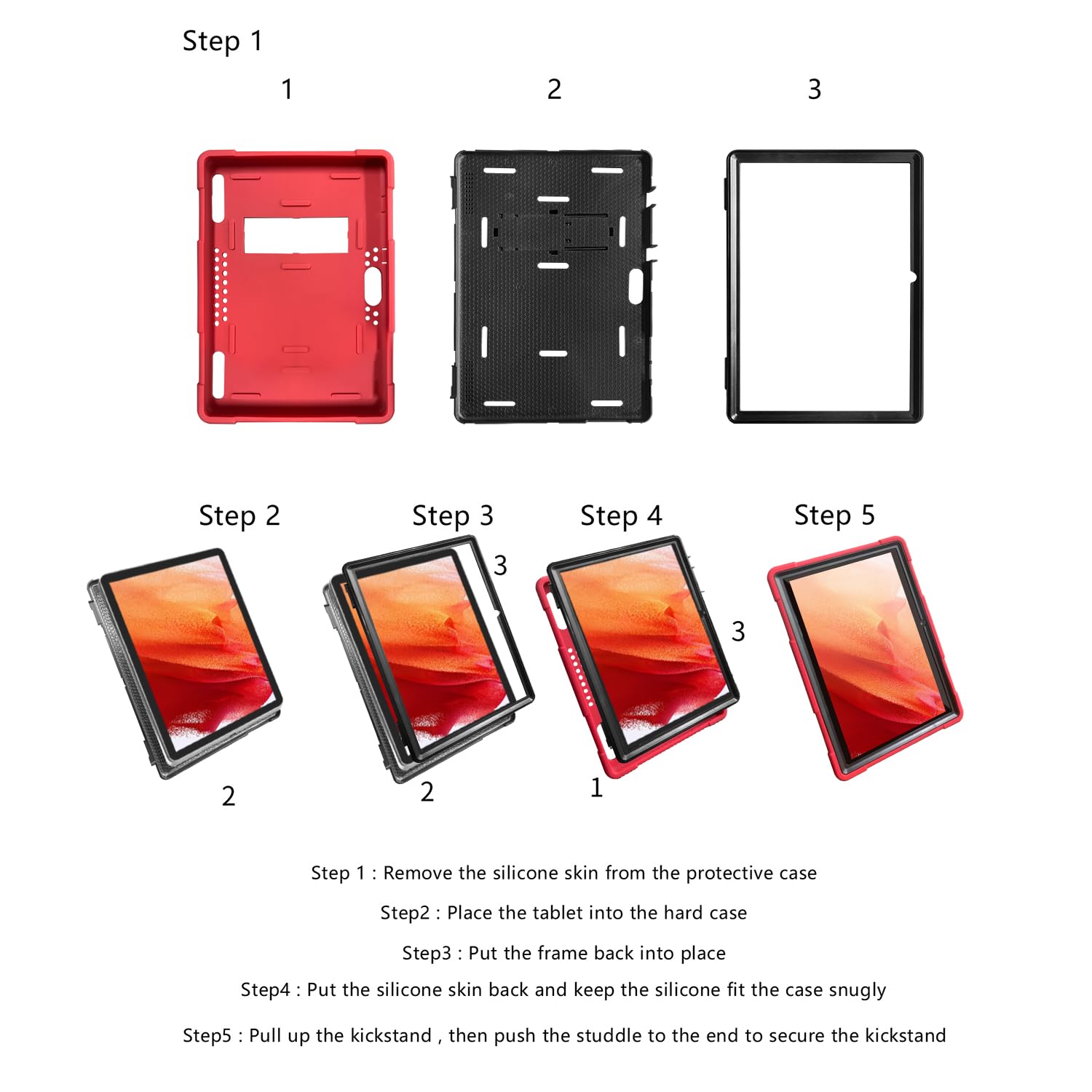 FIEWESEY for Pritom M10 Inch Case, Heavy-Duty Drop-Proof Shock-Resistant Kids Friendly Protective case for QuntiCO Y10/Voger priorpad X100/Digiland Tablet DL1036/Gateway 10.1 HD Tablet(Red/Black)