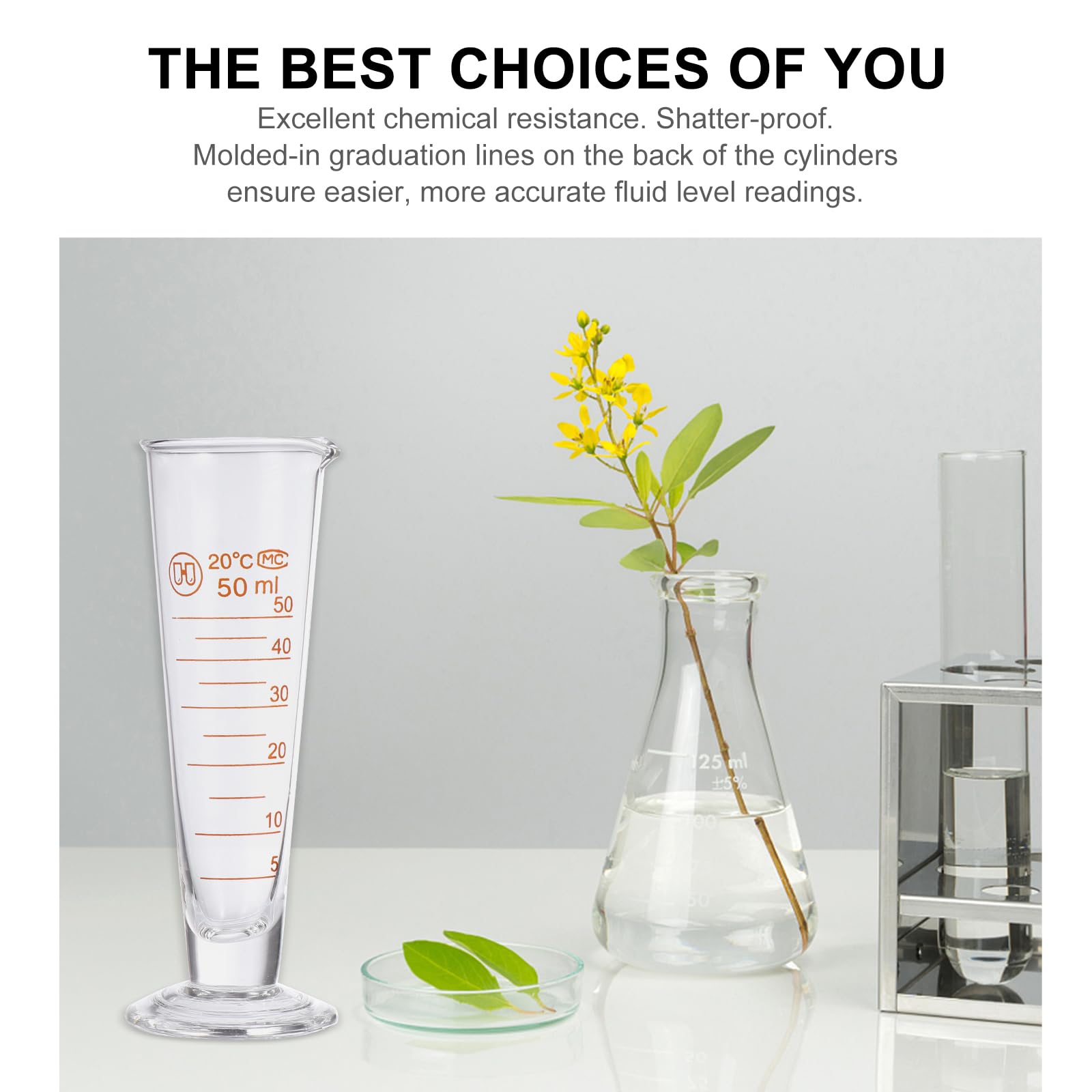 Lab Graduated Measuring Cup, Cup With Spout Wide Mouth Glass Beaker Liquid Dispenser Measuring Cylinder Experiment Tool for Science