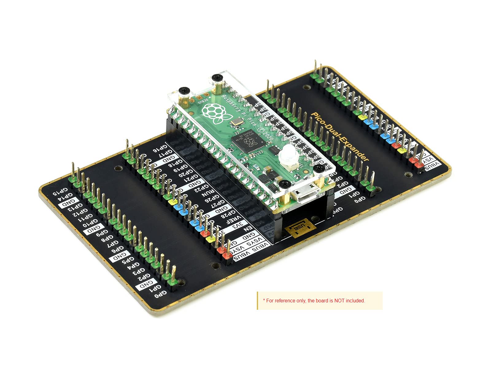Waveshare Clear Acrylic Protection Case for Raspberry Pi Pico, Customized Key Cap, Neat Design