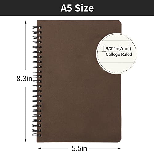 EUSOAR Spiral Lined Notebook, A5 6 packs 5.5"X8.3" 120 Pages Lined Travel Writing Notebooks Journal, Memo Notepad Sketchbook, Students College Office Business Subject Diary Ruled Book-3 Colors