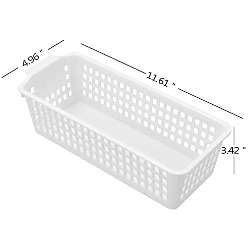Yarebest 6-Pack White Plastic Storage Basket, Small Storage Bins
