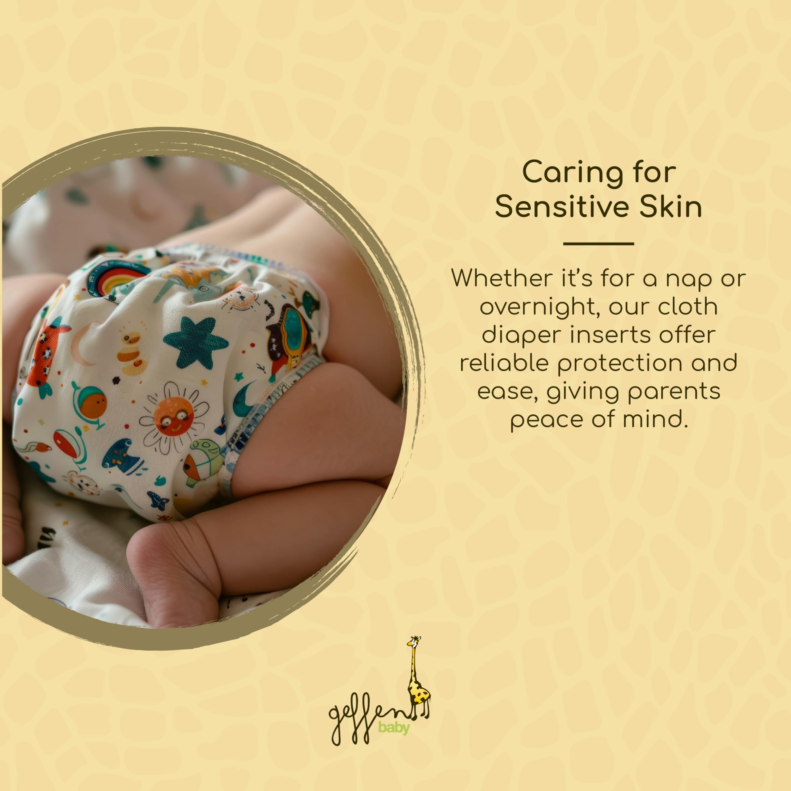 Geffen Baby Newborn Super Absorbers Cloth Diaper Inserts - 3 Pack | 5-Layer Reusable Booster Pads for Heavy Wetters, Overnight Diapering, and Naps | Slim Fit for Newborns