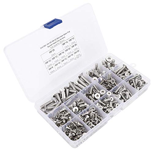 Screw Organizer, Screws Assortment Set Hex Socket Screw Flat Screw Pocket Hole Screws, Screws Kit for Electronics Industry Hardware Fasteners DIY
