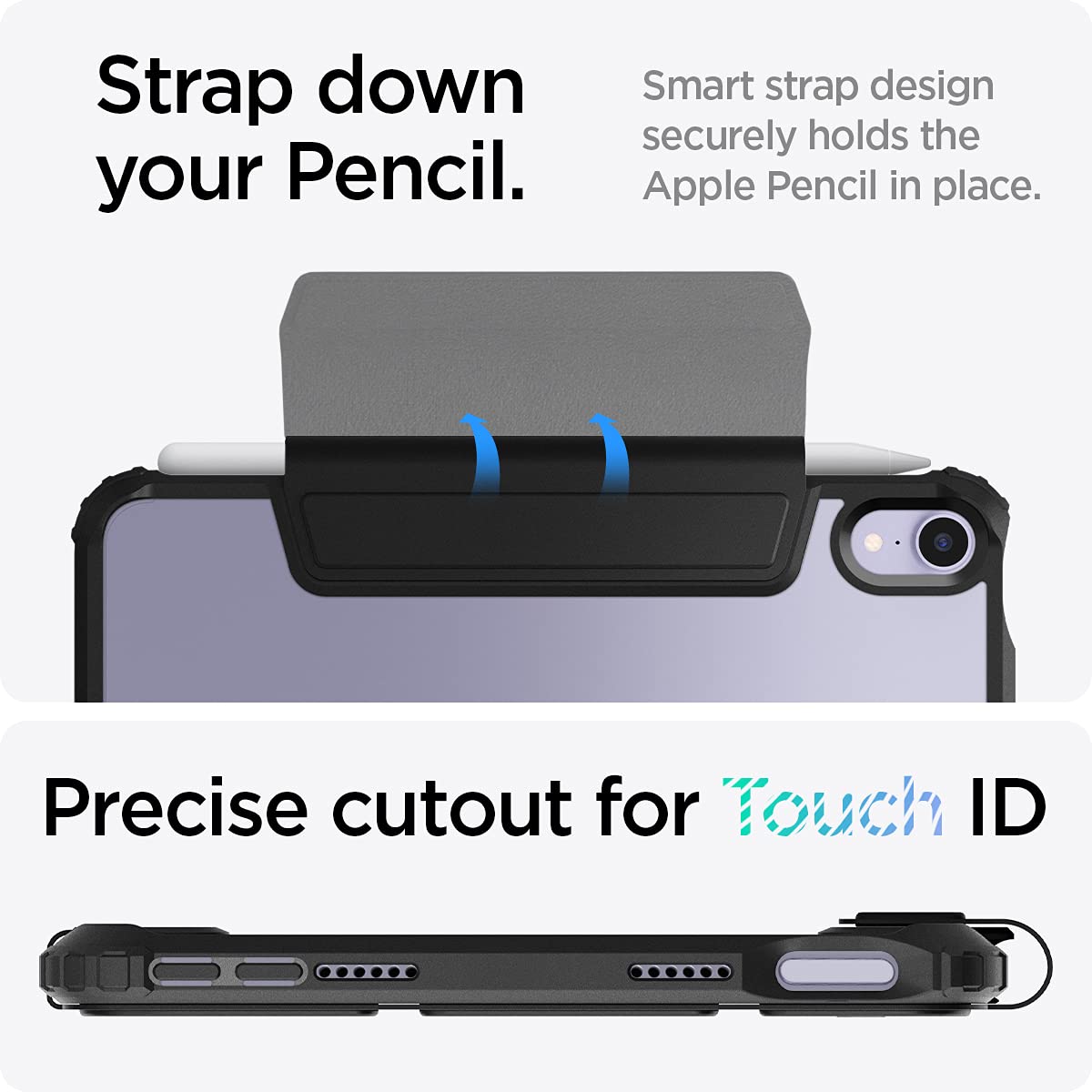 Spigen Ultra Hybrid Pro Designed for 8.3 inch iPad Mini 7 Case A17 Pro (2024), iPad Mini 7th/6th Generation Case (2024/2021) w/Clear Transparent Back and Pencil Holder - Black