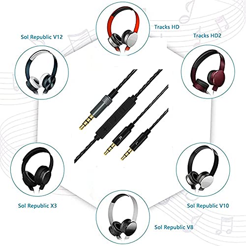 Saipomor Sol Republic V10 Audio Cable with Remote Volume and Mic for Sol Republic Master Tracks HD HD2 Sol Republic V8 V12 X3 Headphones (Black)