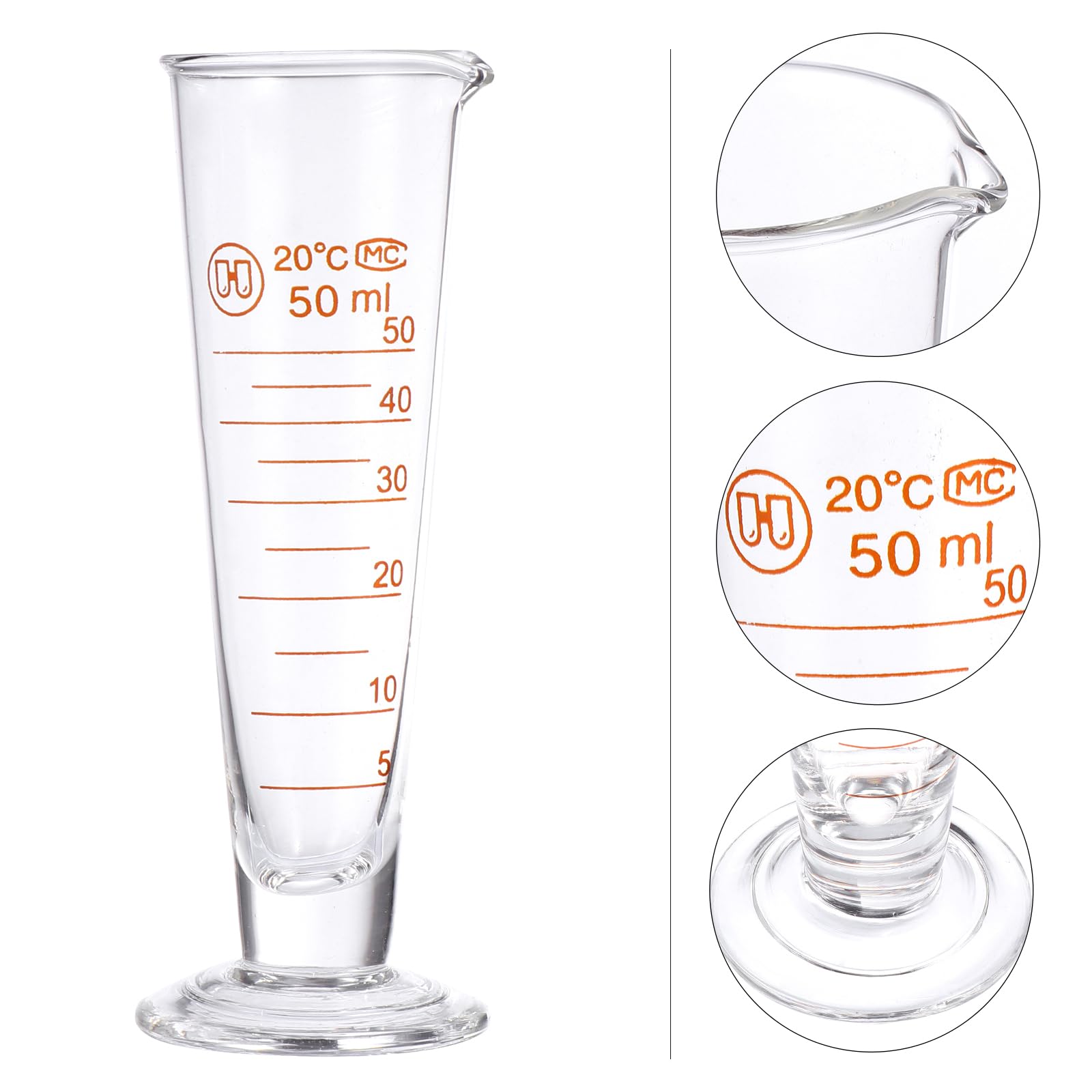 Lab Graduated Measuring Cup, Cup With Spout Wide Mouth Glass Beaker Liquid Dispenser Measuring Cylinder Experiment Tool for Science