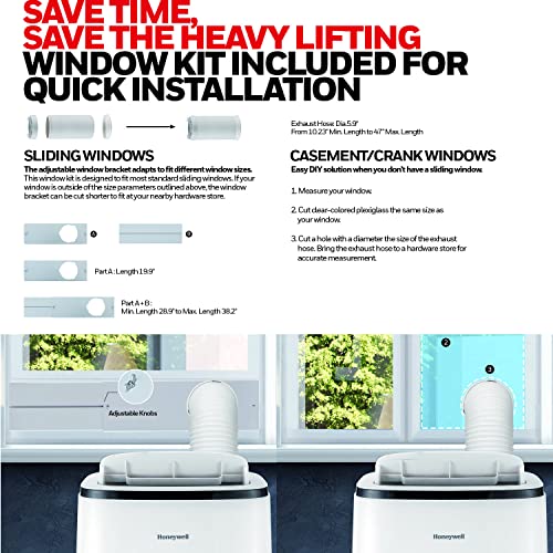 Honeywell 10,000 BTU / 65 Pint Portable Air Conditioner and Dehumidifier, Cools Rooms Up To 450 Sq. Ft, with Fan and Remote Control
