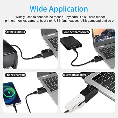 QIANRENON USB Hub 90 Degree Splitter 3 Port USB 3.0 Adapter Portable Powered Data USB Hub Transfer for PC Laptop USB Flash Drives,Black