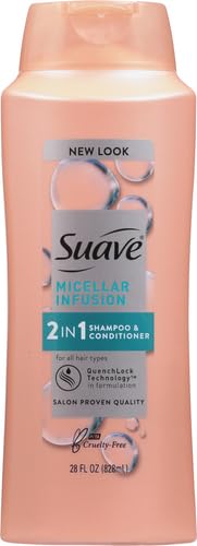 Suave 2 in 1 Shampoo and Conditioner, Cleanse and Condition Micellar Infusion Shampoo and Conditioner 2 in 1 For All Hair Types 28 oz