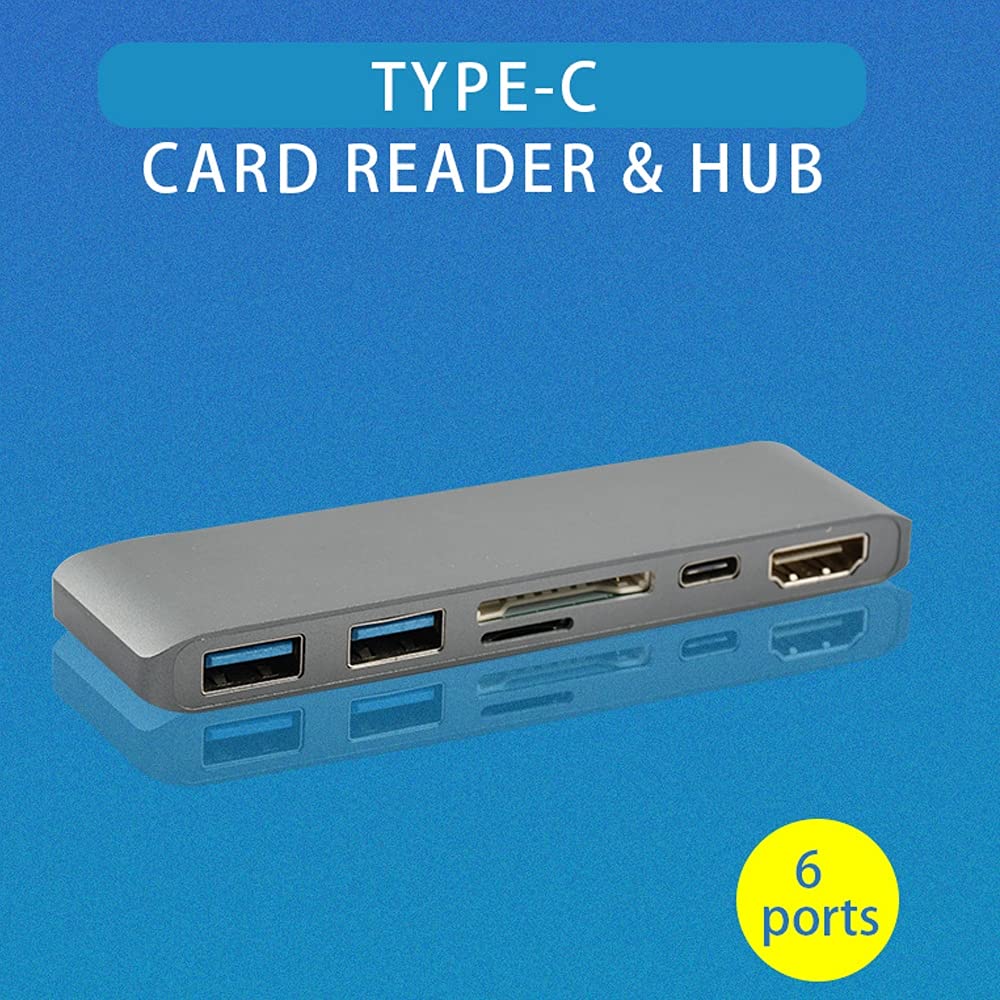 Convenient and Practical WS-15 6 in 1 Type-C to HDMI + USB 3.0 x 2 + SD + TF + PD HUB Converter
