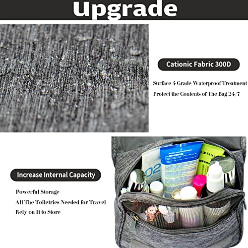 Hanging Toiletry Bag Large Capacity Men and Women Waterproof Travel Cosmetic Bag Bathroom Storage Bag (Grey)