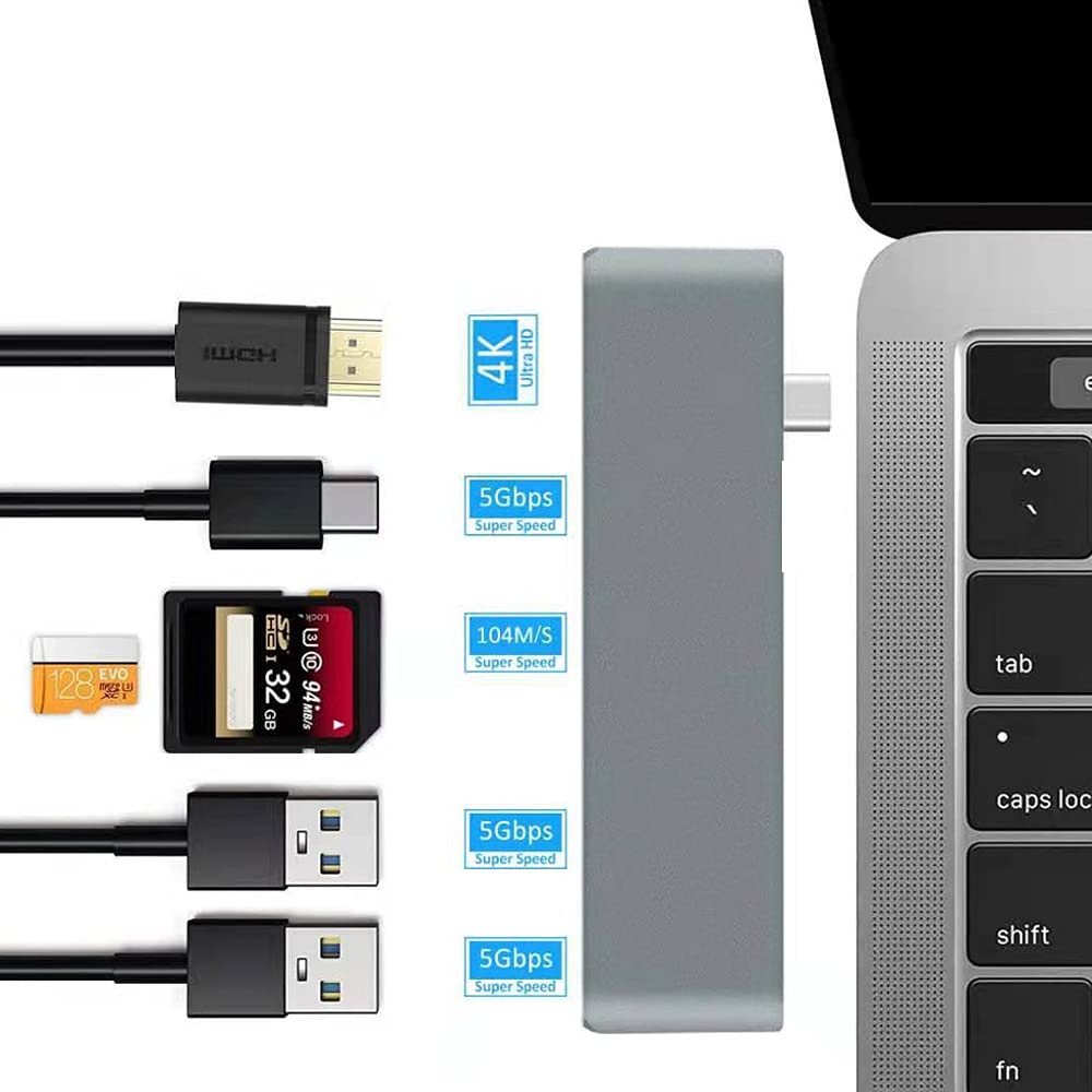 Convenient and Practical WS-15 6 in 1 Type-C to HDMI + USB 3.0 x 2 + SD + TF + PD HUB Converter