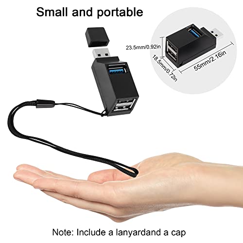 QIANRENON USB Hub 90 Degree Splitter 3 Port USB 3.0 Adapter Portable Powered Data USB Hub Transfer for PC Laptop USB Flash Drives,Black
