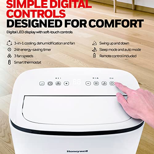 Honeywell 10,000 BTU / 65 Pint Portable Air Conditioner and Dehumidifier, Cools Rooms Up To 450 Sq. Ft, with Fan and Remote Control