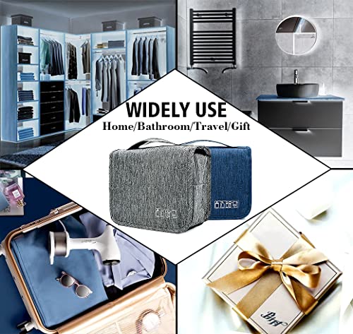 Hanging Toiletry Bag Large Capacity Men and Women Waterproof Travel Cosmetic Bag Bathroom Storage Bag (Grey)