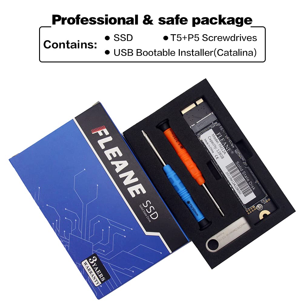 FLEANE FM12A 256GB 3D TLC Flash SSD with Tools for Apple Laptop MacBook Air A1465 A1466 Mid2012 (256GB)