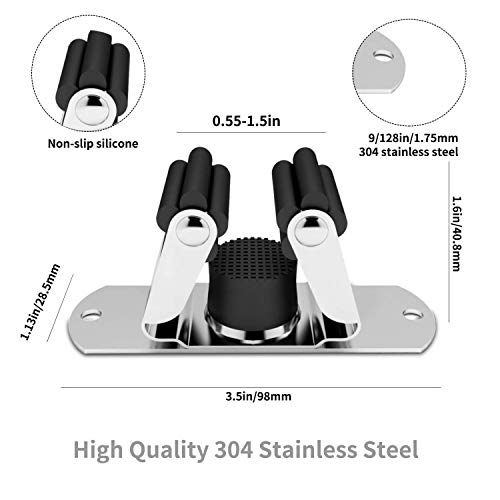 CWOVRS Mop Broom Holder, 4 Pack Mop Holders Stainless Steel Broom Wall Mount Holder, Heavy Duty Broom Hanger Wall Mop Holder for Kitchen Garden Garage