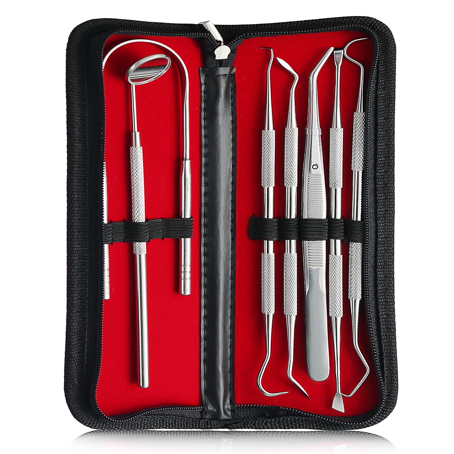 Dental Tools Plaque Remover for Teeth, Stainless Steel Teeth Cleaning Kit, Dental Pick Set for Home Use β Tartar Remover Kit with Case