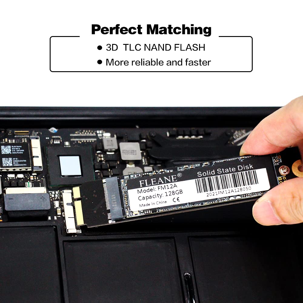 FLEANE FM12A 256GB 3D TLC Flash SSD with Tools for Apple Laptop MacBook Air A1465 A1466 Mid2012 (256GB)