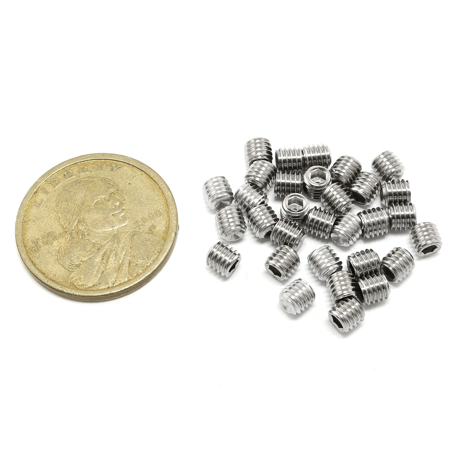 Pro Bamboo Kitchen Grub Screw 30PCS #10-32 X 3/16Inch Silver 304 Stainless Steel Cup Point Socket Set Screws