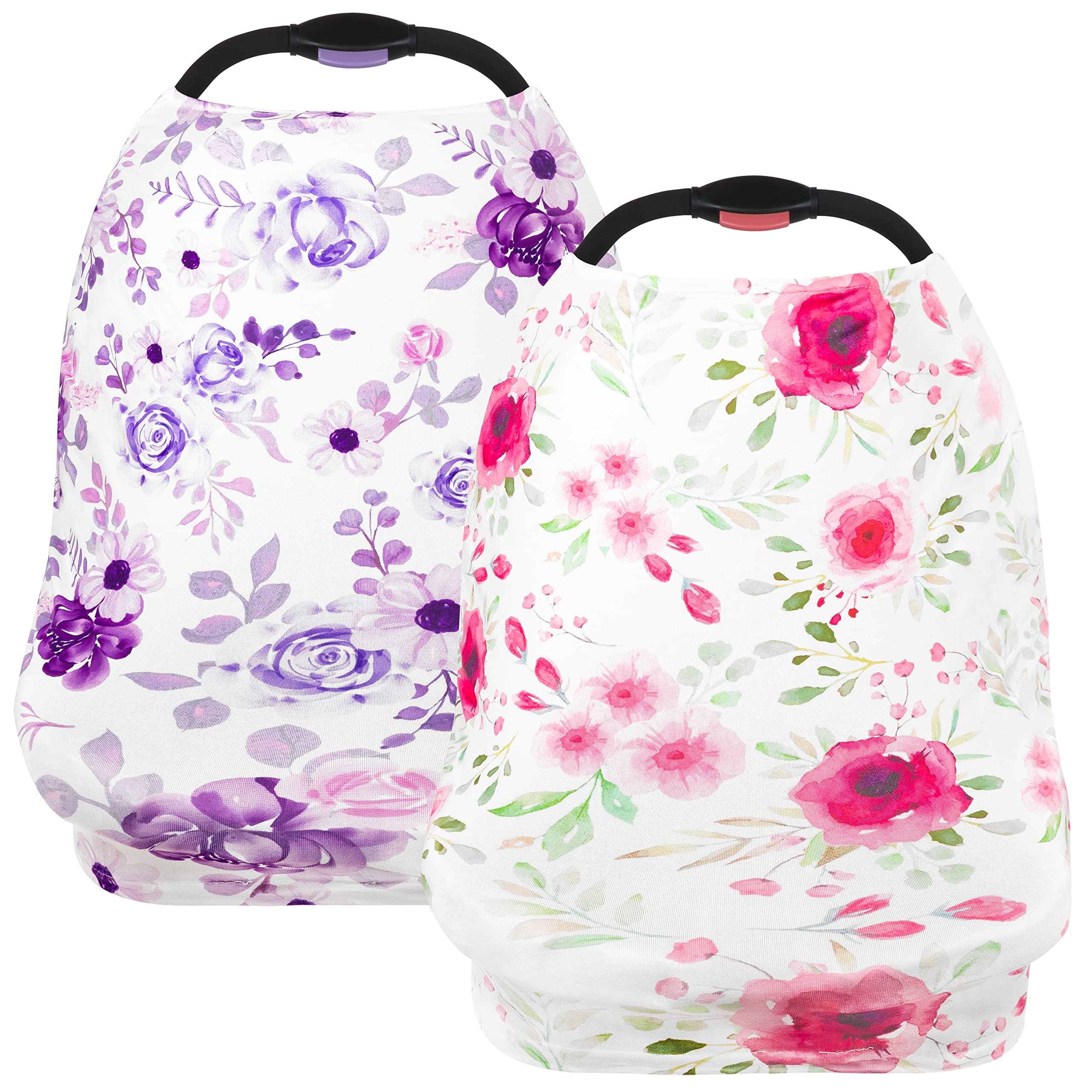 R HORSE 2Pcs Car Seat Covers for Babies Floral Pattern Infant Car Seat Canopy Breastfeeding Nursing Covers Baby Carseat Breathable Cover Multi-Purpose Shopping Cart High Chair Stroller Covers