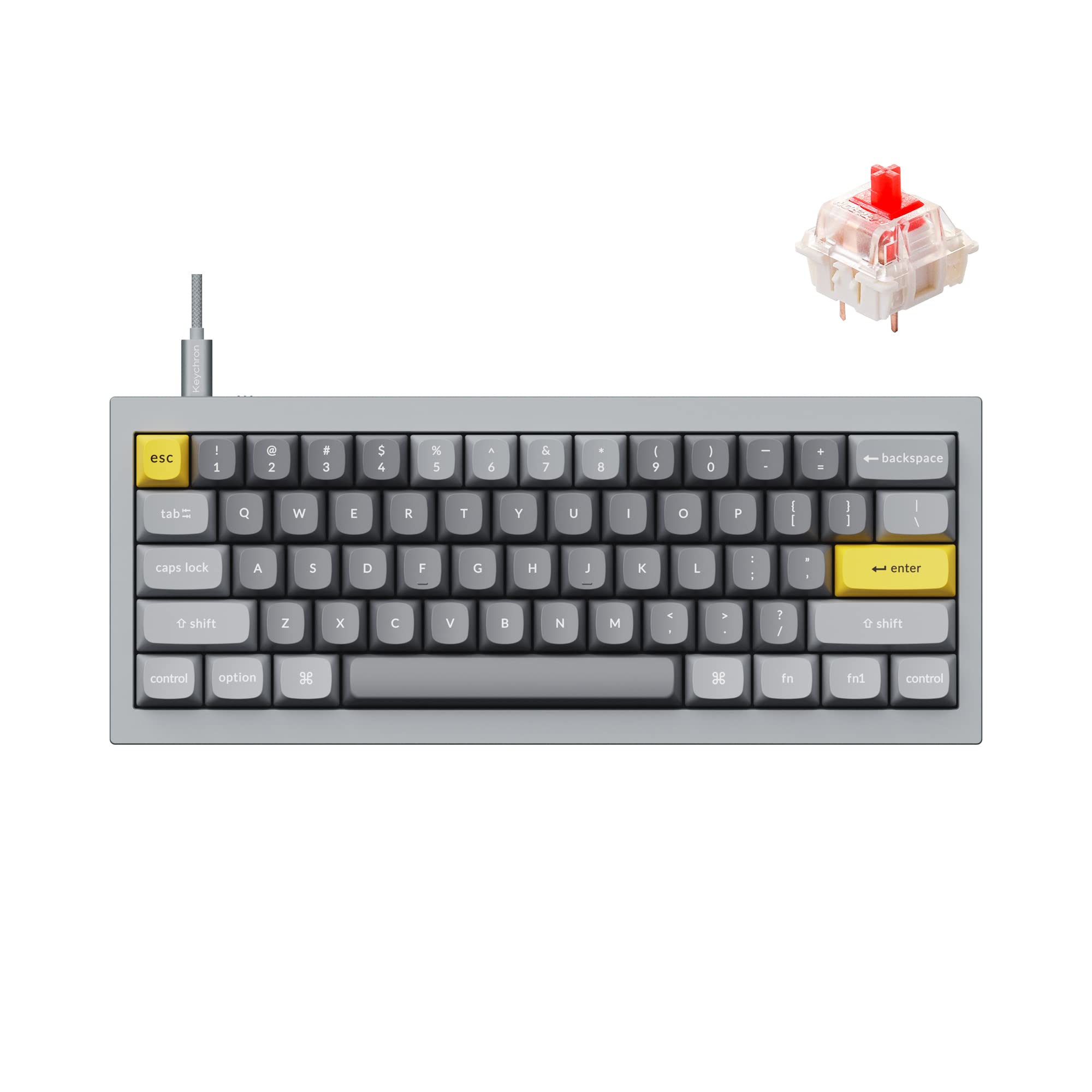 Keychron Q4 Wired Custom Mechanical Keyboard, QMK/VIA Programmable Macro, Full Aluminum, Hot-Swappable Gateron G Pro Red Switch, 60% Layout Double Gasket Compatible with Mac and Windows - Gray