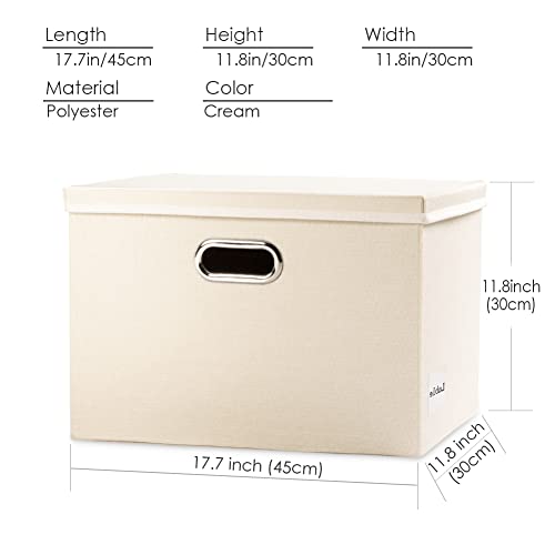PRANDOM Large Collapsible Storage Bins with Lids [3-Pack] Fabric Foldable Storage Boxes Organizer Containers Baskets Cube with Cover for Home Bedroom Closet Office Faint Yellow(17.3x11.8x11.8)