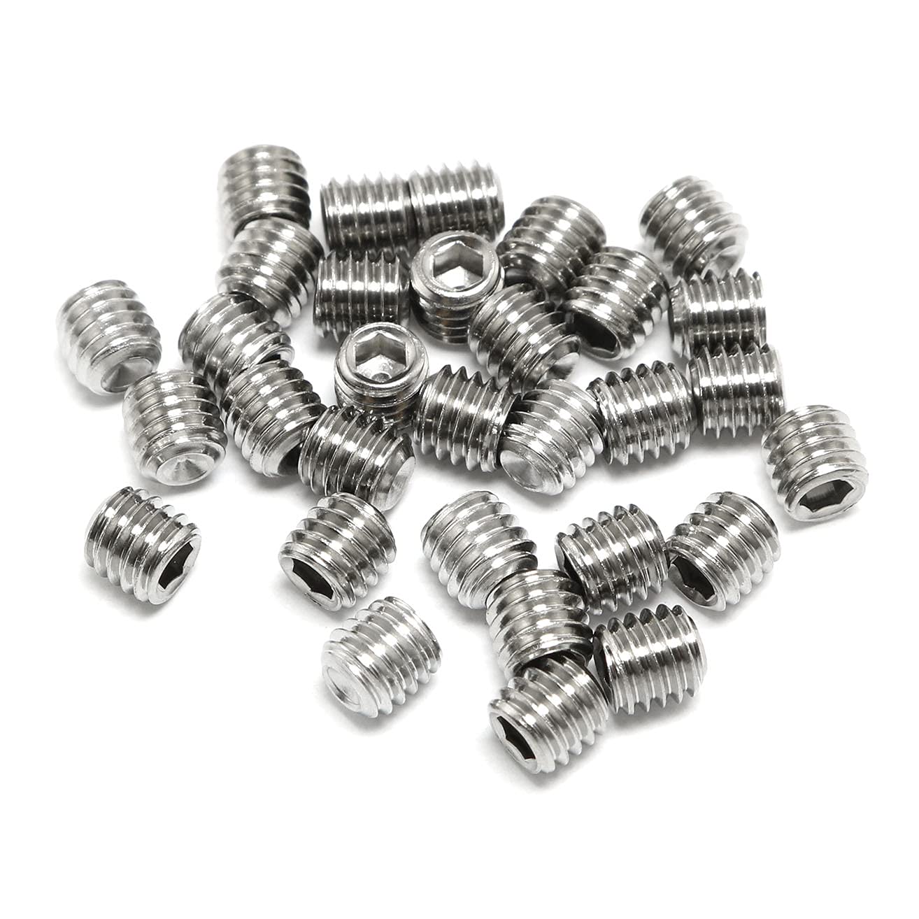 Pro Bamboo Kitchen Grub Screw 30PCS #10-32 X 3/16Inch Silver 304 Stainless Steel Cup Point Socket Set Screws