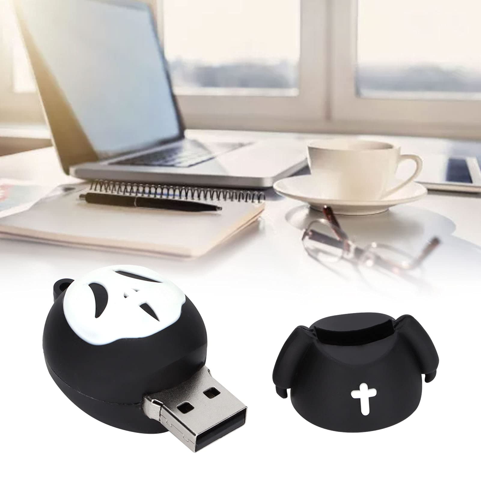 USB Flash Drive USB2.0 Memory Stick, Faceless Ghost Cartoon U Disk Drive Storage High Speed Thumb Drive, Data Transmission Portable for Computer/Laptop (64GB)