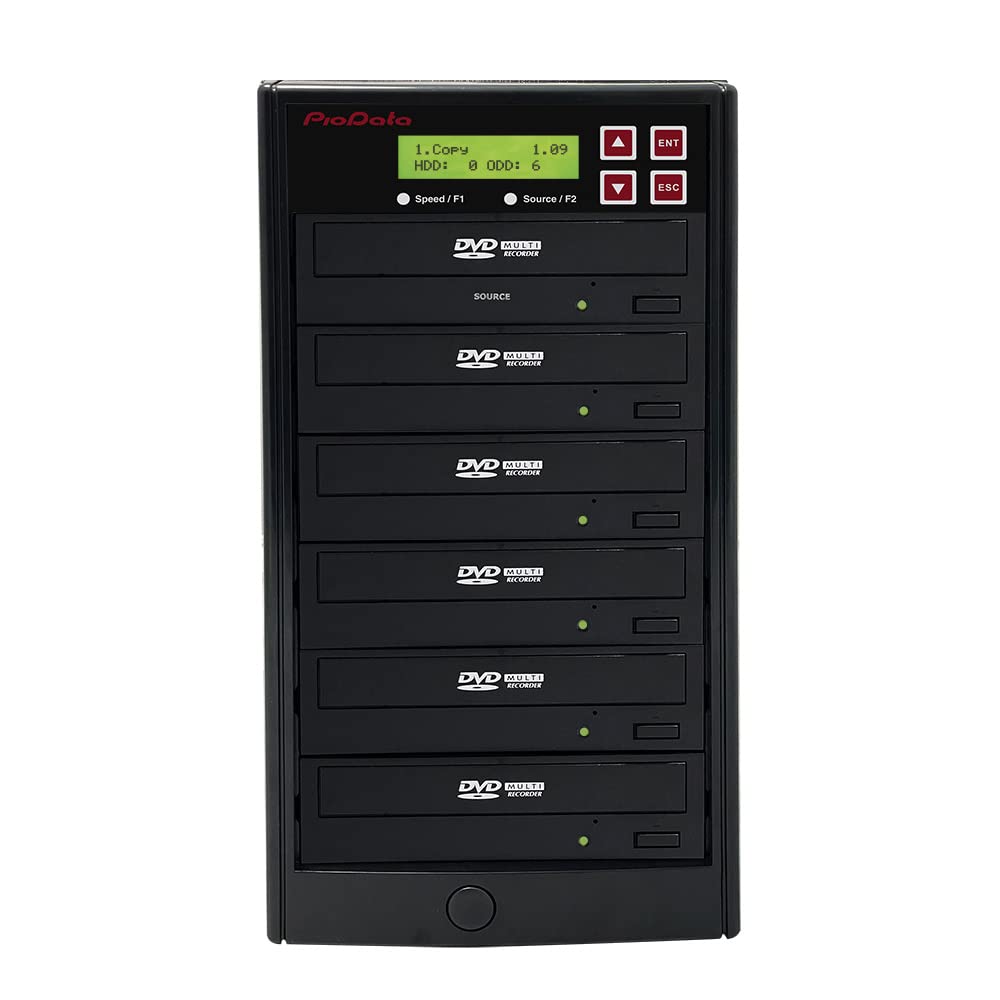 Piodata 1 to 5 24X Burner M-Disc Support CD DVD Duplicator - Standalone Copier Duplication Tower PIO-S5T-DVD-BK