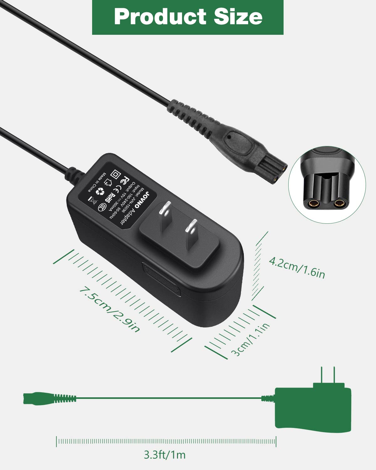 HQ8505 Replacement Charger Cord Fit for 2300 3500 7000 5000 3000 Series mg5750 mg7750 Electric Shaver Razor, Aquatec Arcitec Multigroom Beard Trimmer