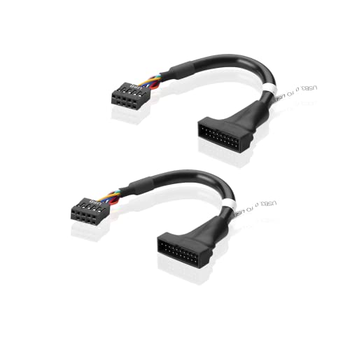 XIAOSHI 2-Pack USB 3.0 19 Pin Male to USB 2.0 9-Pin Motherboard Female Housing cable adapter