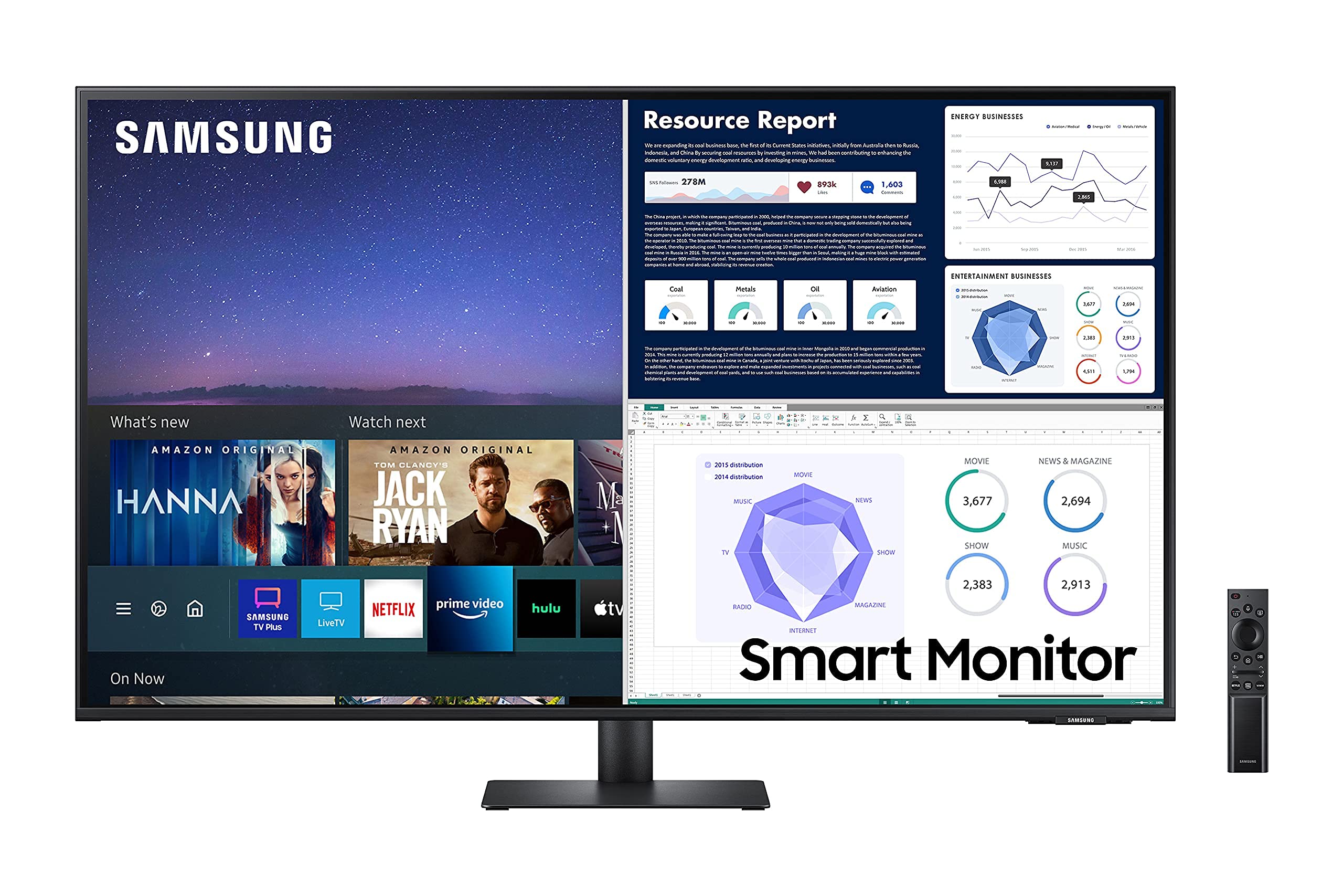 Samsung 43-Inch Class Monitor M7 Series - UHD Smart Monitor LS43AM702UNXZA, 2021 Model (Renewed)