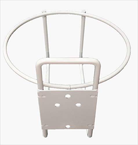 Wall Mounted Gallon Jug Holder w/ Hardware Included | Heavy Duty Steel Frame & Bracket USA Made | Round Bottle Hand Sanitizer, Soap, Detergent & Garage Storage Rack | Powder Coated White