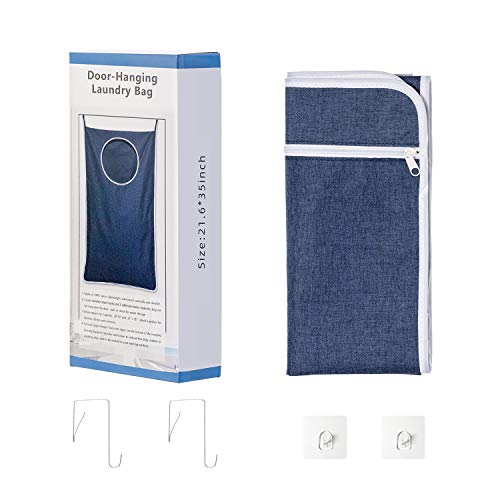 SAVERHO Large Hanging Laundry Hamper Bag, Waterproof Door Laundry Hamper for Dirty Clothes Larg SizeĀ 35X22inch Hanging Laundry Bag(Blue-2Pack)