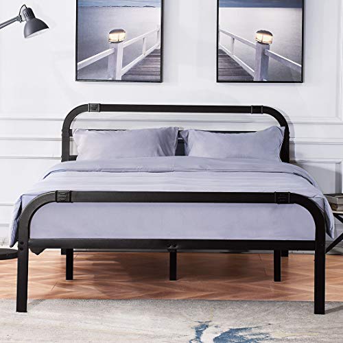 TATAGO 14 Inch Queen Bed Frame with 40 Inch Matte Curved Design Headboard and Footboard, Heavy Duty Metal Platform Mattress Foundation, 3500lbs Extra-Strong Support, No Noise