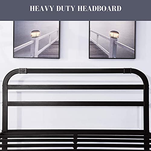 TATAGO 14 Inch Queen Bed Frame with 40 Inch Matte Curved Design Headboard and Footboard, Heavy Duty Metal Platform Mattress Foundation, 3500lbs Extra-Strong Support, No Noise