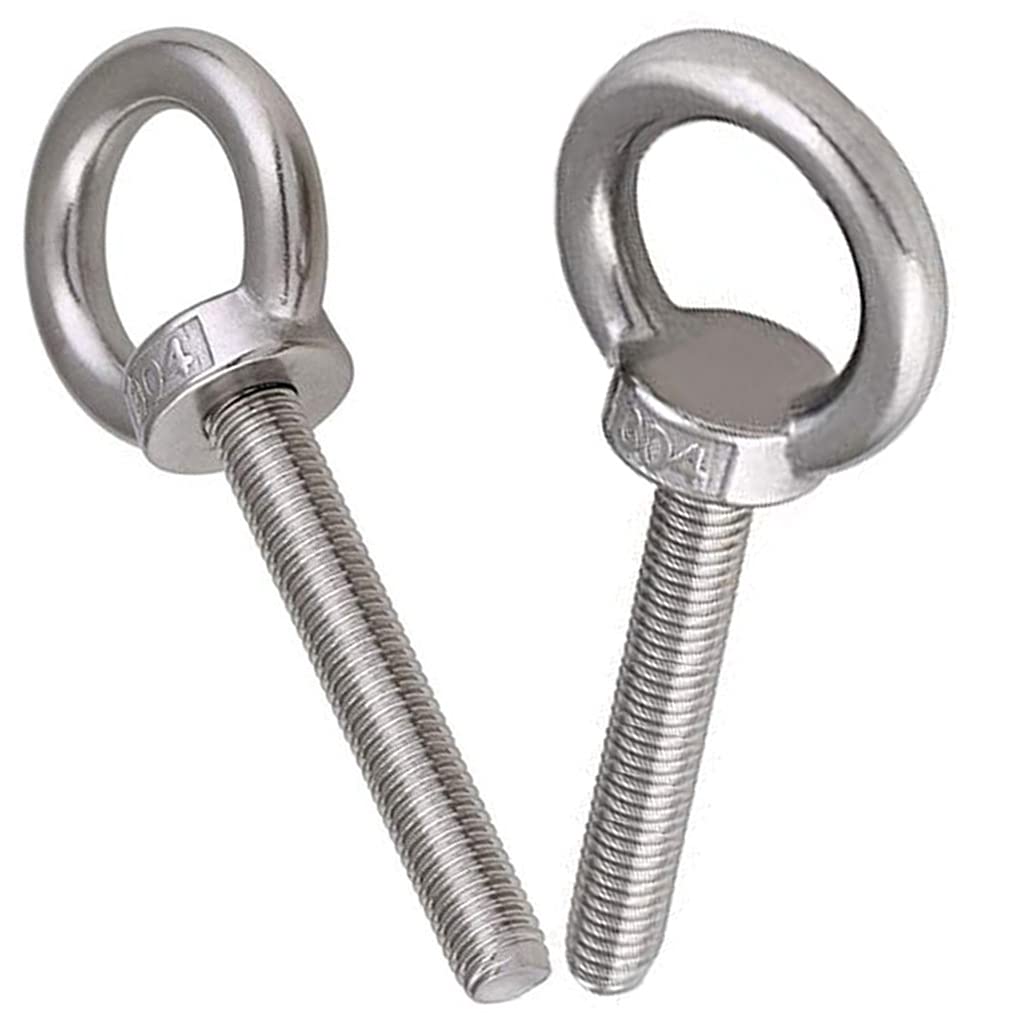 HYXXYY Shoulder Eye Bolt, M10 304 Stainless Steel Eye Bolts 3/8"x2.75" Eye Bolts Heavy Duty Screw Bolt with Washer and Nuts Set Muti-Function for Indoor Outdoor, 10mm x 70mm, 4 Pack