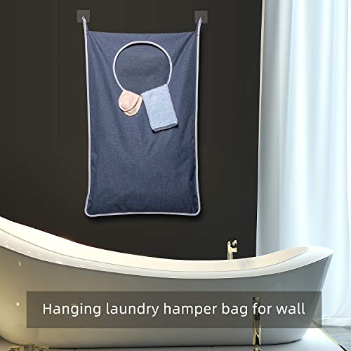 SAVERHO Large Hanging Laundry Hamper Bag, Waterproof Door Laundry Hamper for Dirty Clothes Larg SizeĀ 35X22inch Hanging Laundry Bag(Blue-2Pack)