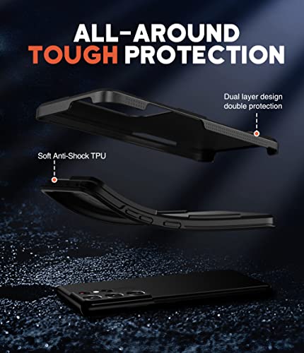 NTG [1st Generation Designed for Samsung S21 Ultra Case(Not for S21 6.2&S21 Plus), Heavy-Duty Tough Rugged Lightweight Slim Shockproof Protective Case for Samsung Galaxy S21 Ultra 6.8 Inch, Black